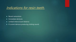 selection of teeth for complete denture prostheses | PPTX