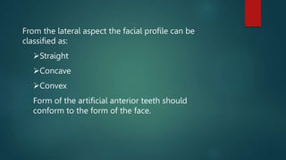 selection of teeth for complete denture prostheses | PPTX