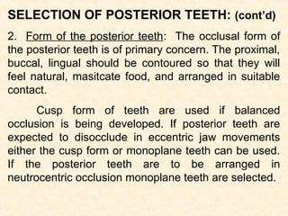 Selection of Teeth for Complete dentures | PPT