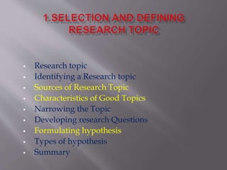 Selection of topic in research and literature reveiw | PPTX