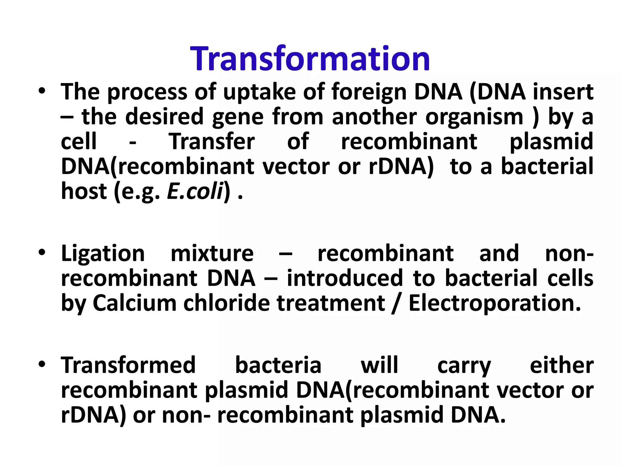 Biotechnology : Selection of Transformed Cells SMG | PPTX