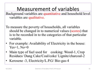 Selection of variables | PPTX