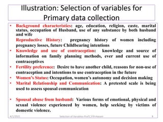 Selection of variables | PPTX