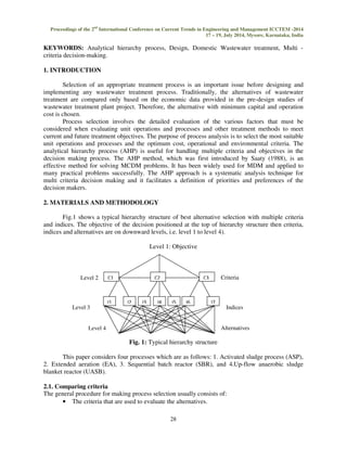 Selection of wastewater treatment process based on analytical hierarchy process | PDF