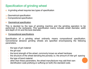 Selection of grinding wheels and their conditioning | PPTX