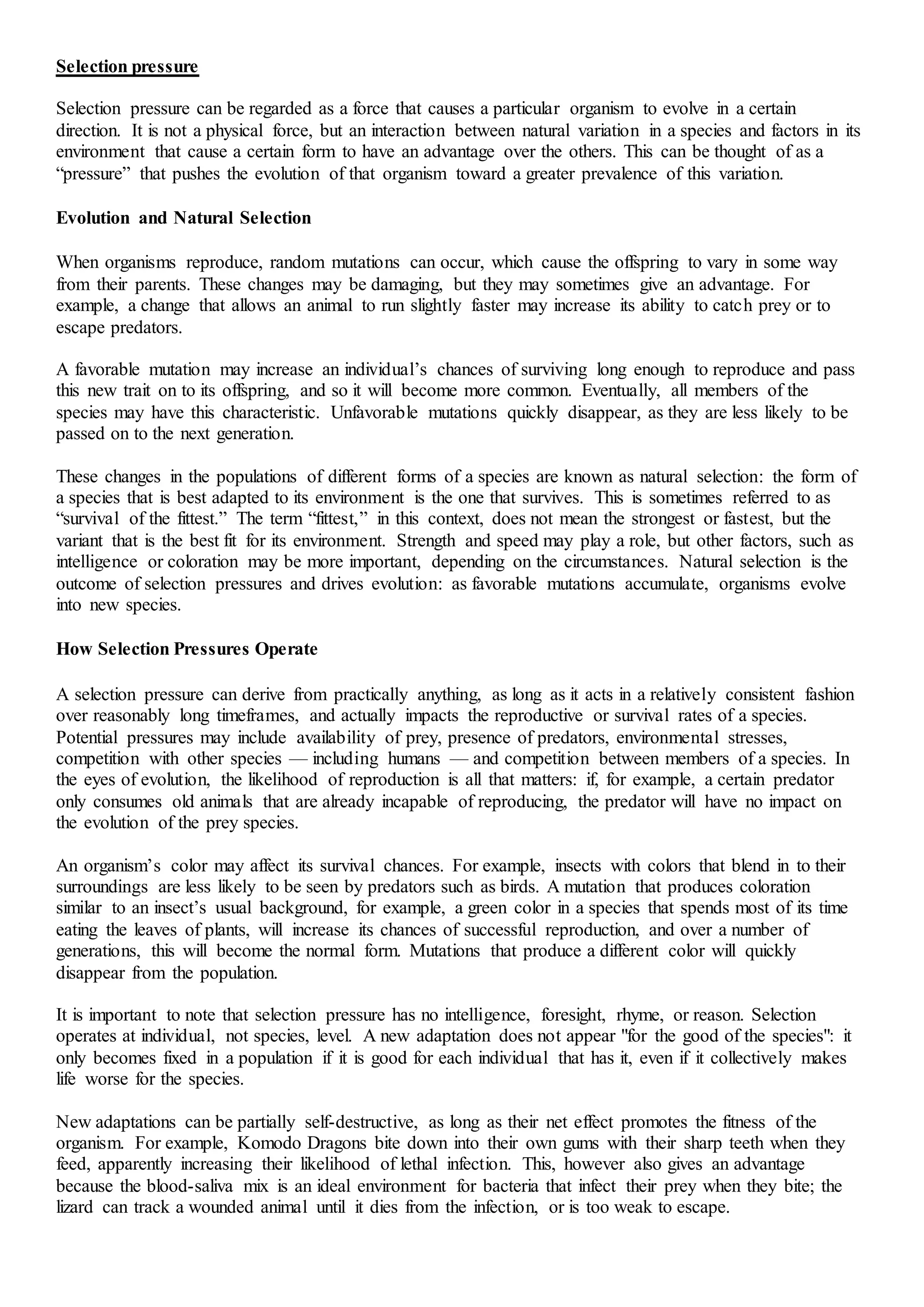 Selection pressure | DOCX