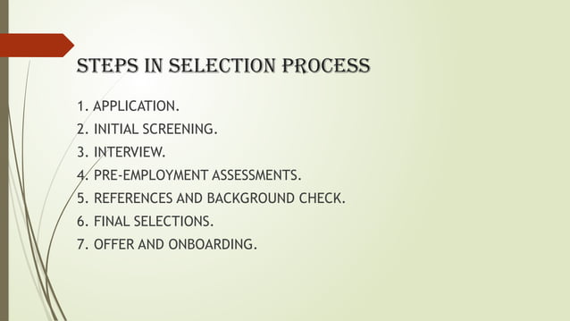 SELECTION PROCESS OF INTERVIEW SCREENING | PPTX