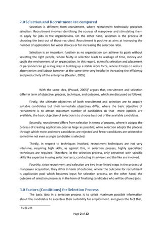 Selection process as a human resource function | DOC
