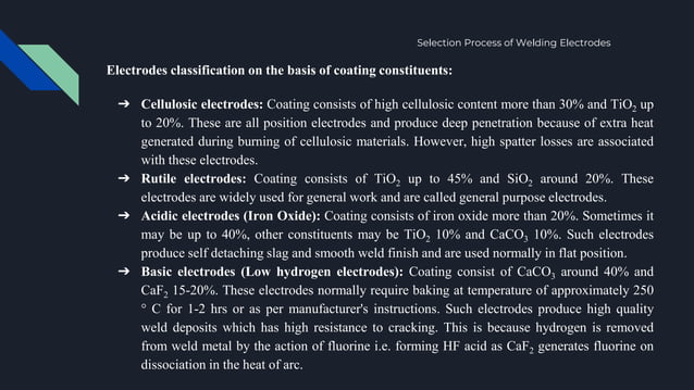 Selection process of welding electrodes | PPTX | Chemistry | Science