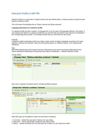 Selection Profile in SAP PM | PDF