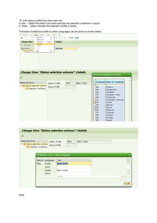 Selection Profile in SAP PM | PDF