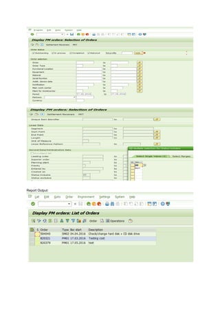 Selection Profile in SAP PM | PDF