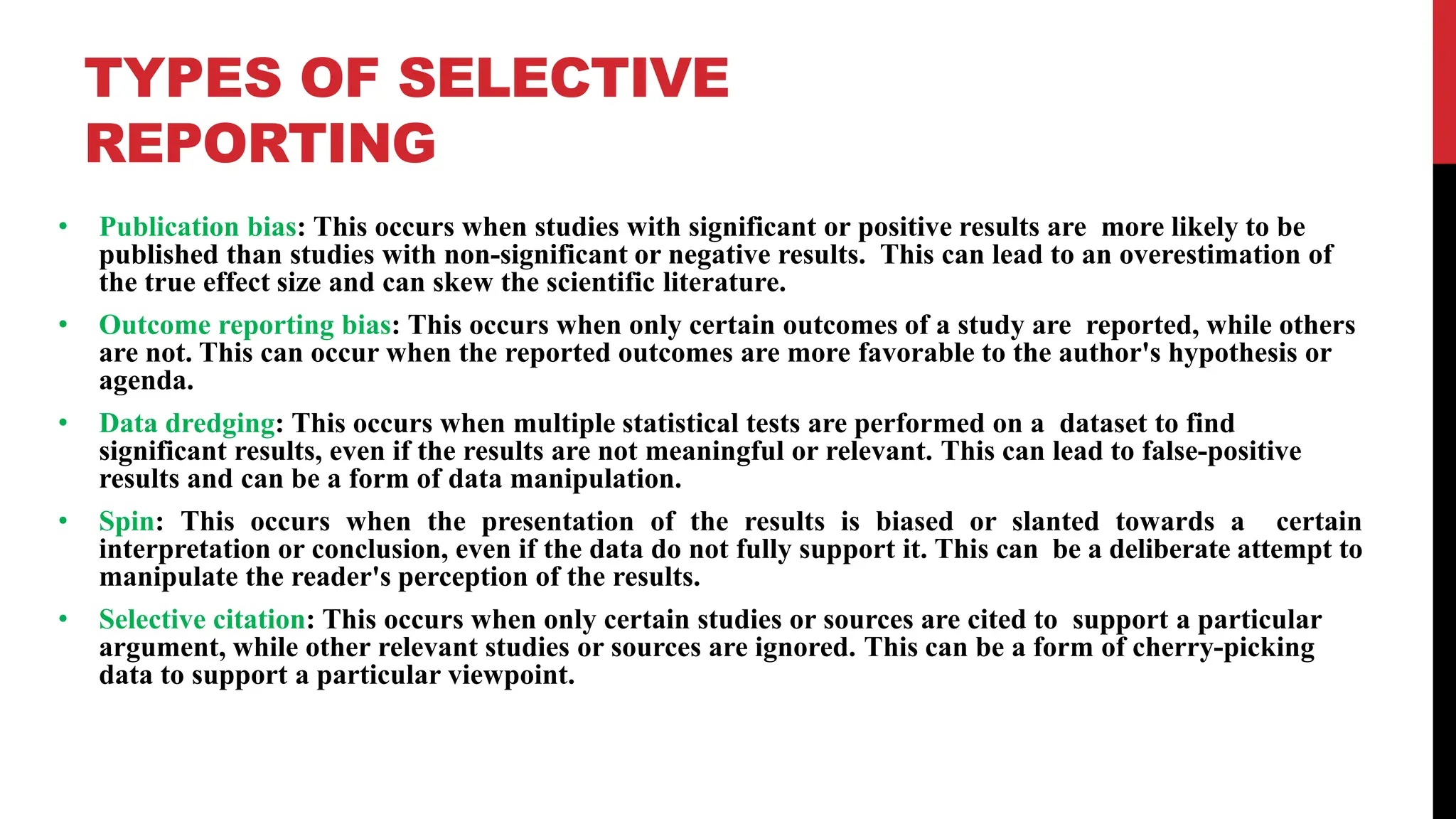 Selection Reporting & Misrepresentation .Dr.Anjali Upadhye.pptx | Science