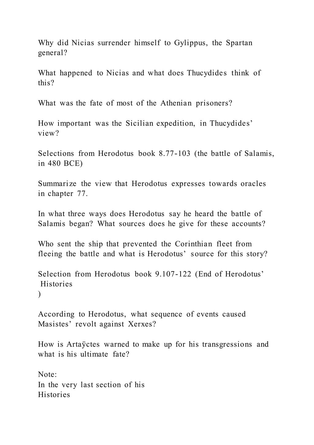 Selections from Thucydides 2.34-65 (Pericles’ funeral oration, the p | DOCX