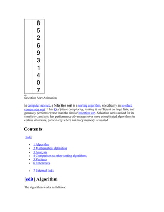 Selection sort | PDF