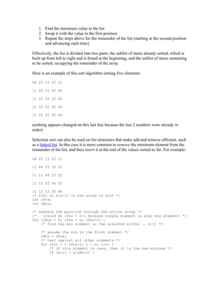 Selection sort | PDF