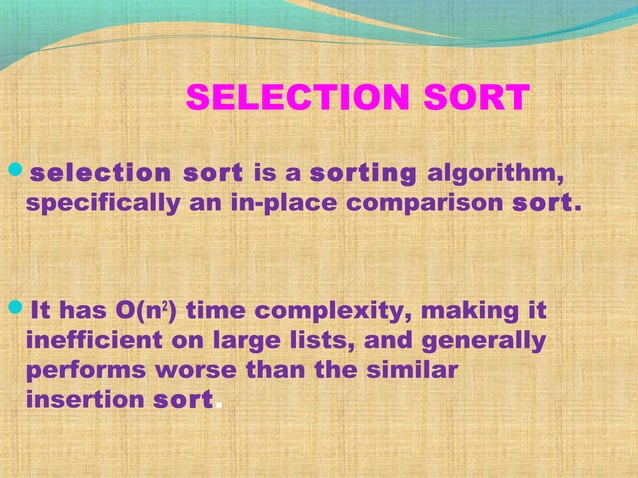 Selection sort | PPT | Programming Languages | Computing