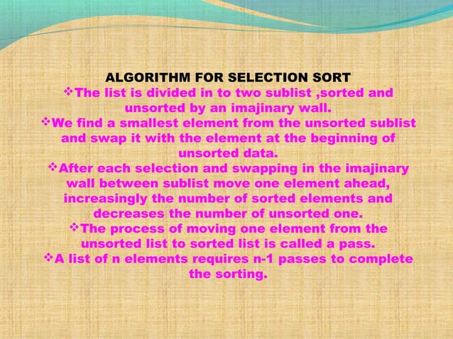 Selection sort | PPT | Programming Languages | Computing