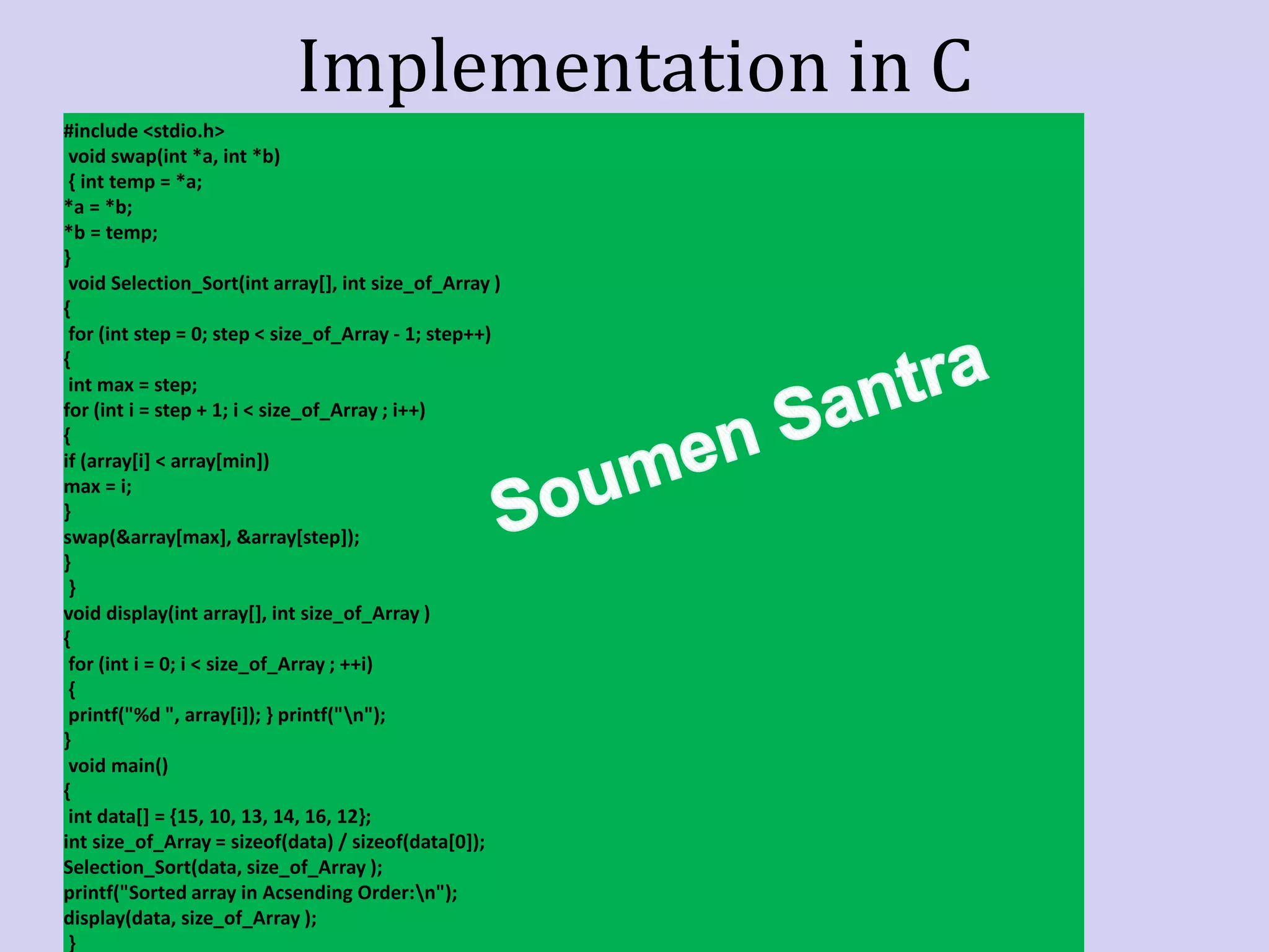 Selection sort Mechanism and implementation | PPT | Databases ...