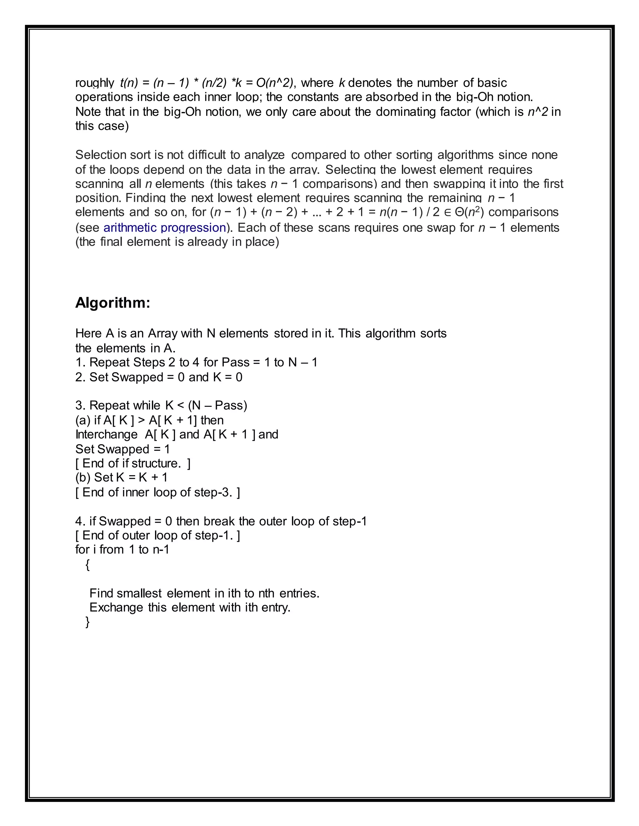 Selection sort lab mannual | DOCX | Programming Languages | Computing