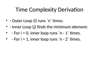selection sort time complexity derivation | PPTX