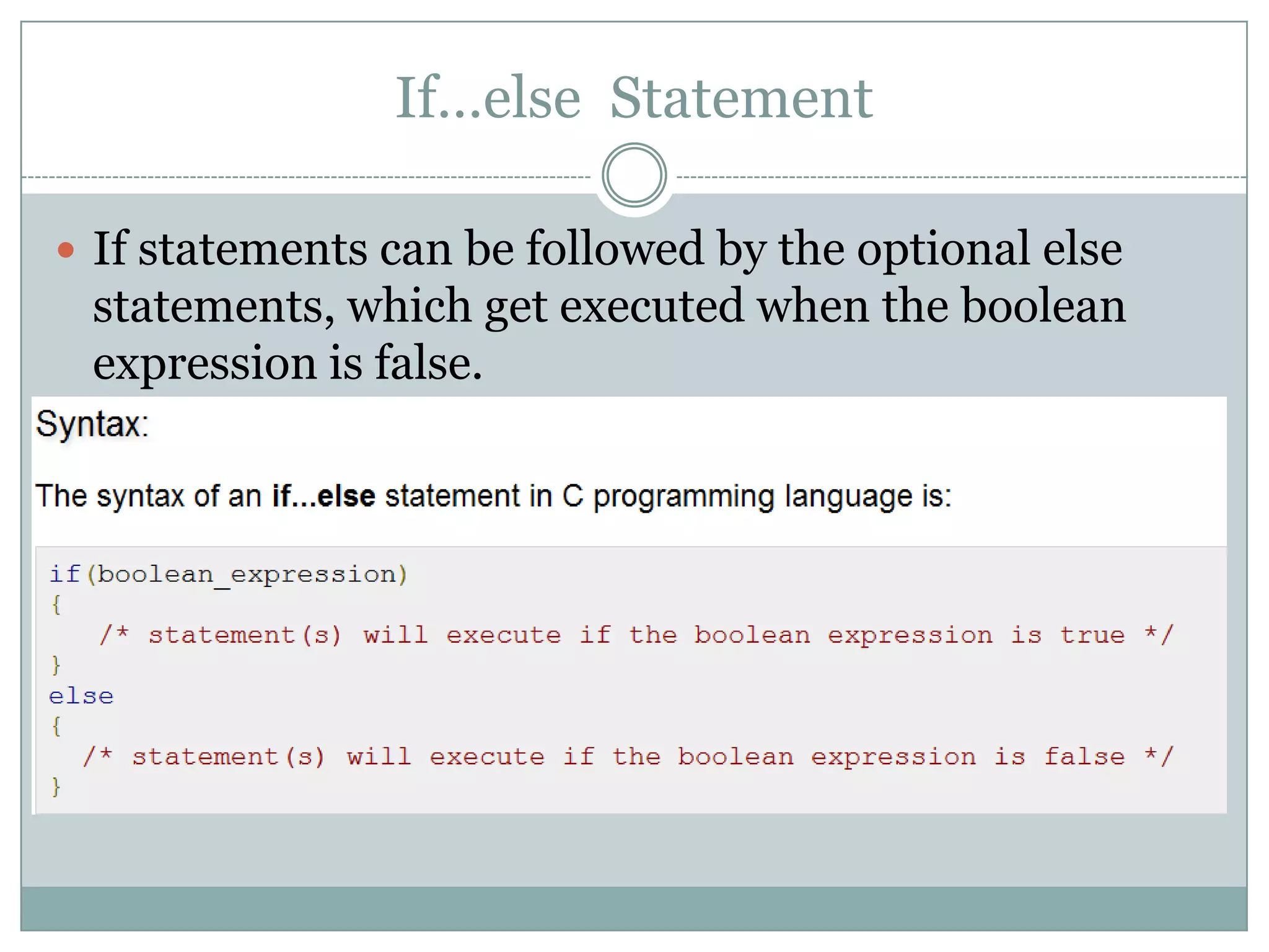 Selection Statements In C Programming Pptx