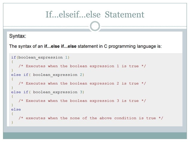 Selection Statements in C Programming | PPTX | Programming Languages | Computing