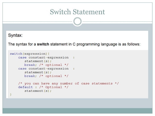 Selection Statements in C Programming | PPTX | Programming Languages | Computing