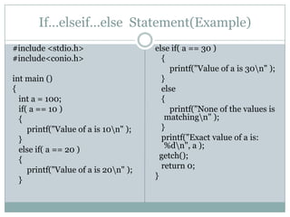 Selection Statements in C Programming | PPT