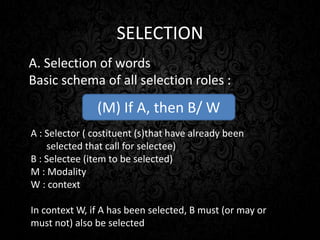 SELECTION in English Syntax | PPTX