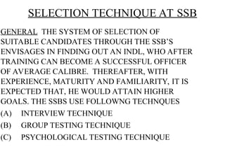 SELECTION TECHNIQ gthrdhtdhgggffcf SSB.ppt