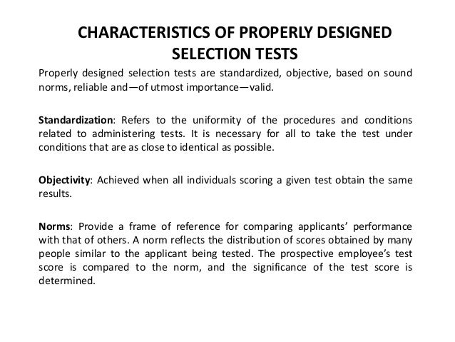 Selection Tests selection-tests