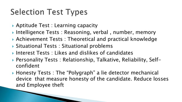 Selection tests in human resource management | PPT | Free Download