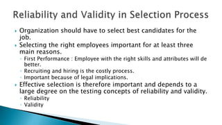 Selection tests in human resource management | PPTX