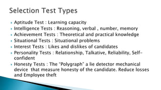 Selection tests in human resource management | PPT
