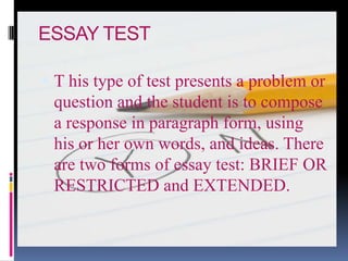 Selection types of objective test | PPTX