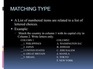 Selection types of objective test | PPTX