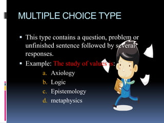 Selection types of objective test | PPTX