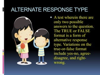 Selection types of objective test | PPTX