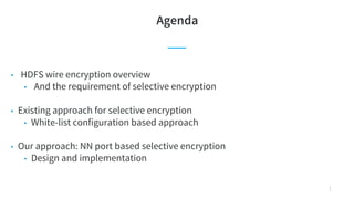 HDFS Selective Wire Encryption | PDF