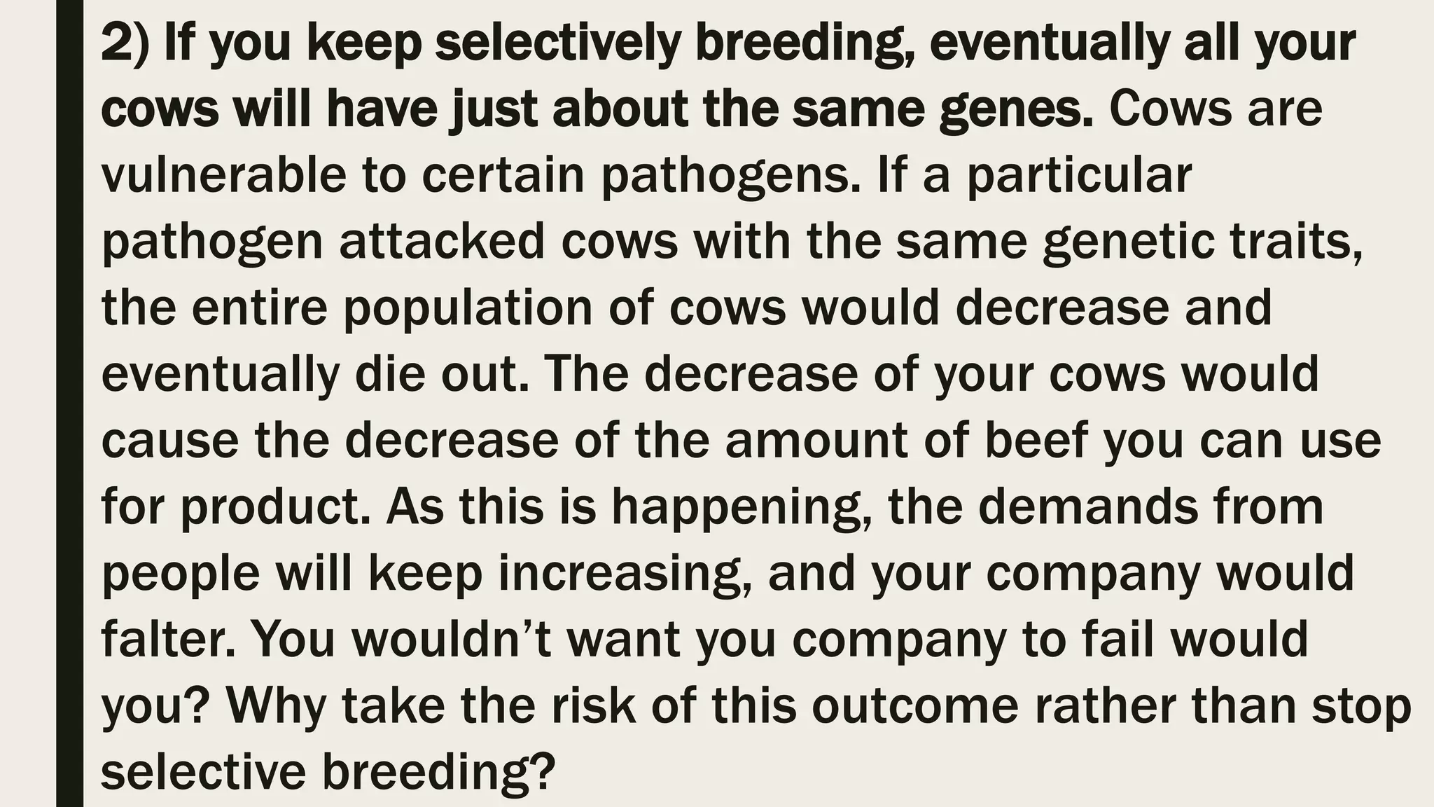 Selective breeding in cows risks | PPTX