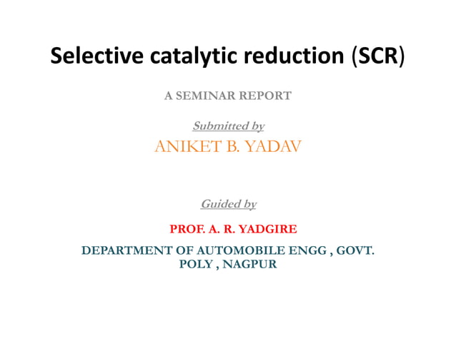 Selective catalytic reduction (scr) | PPTX | Chemistry | Science