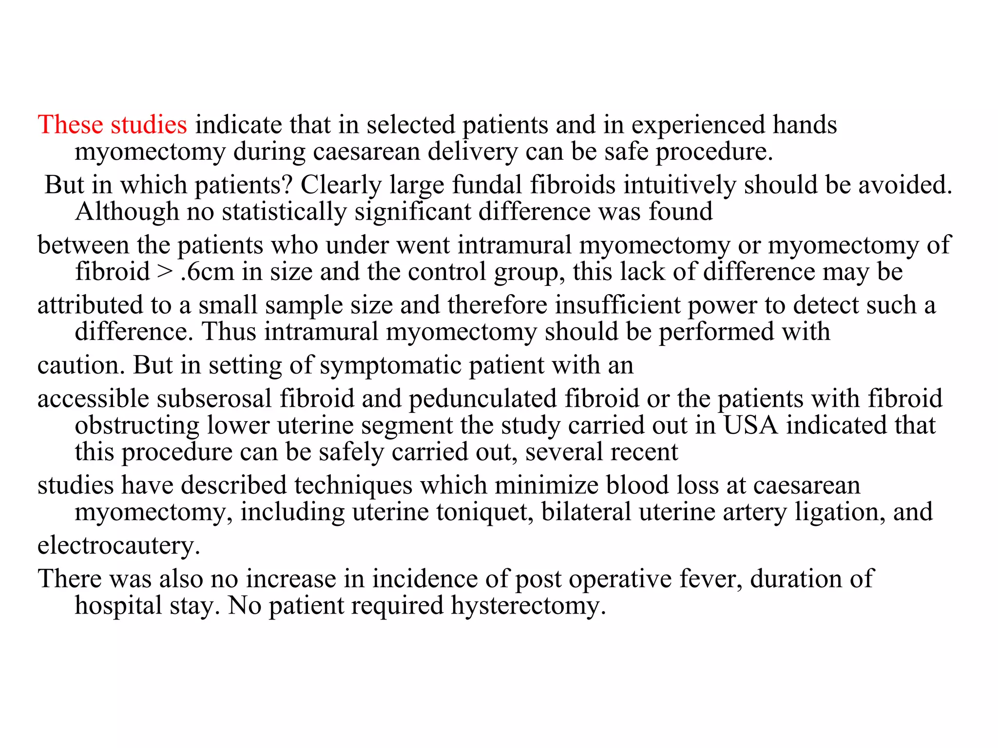 Selective Cesarean Myomectomy Ppt Free Download