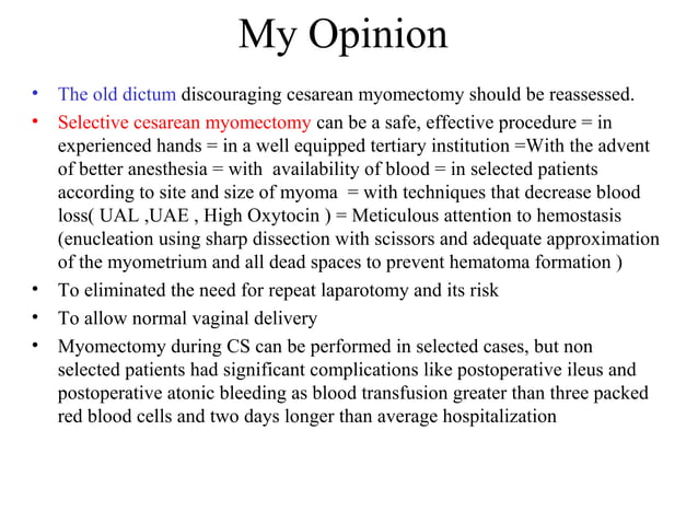 Selective Cesarean Myomectomy Ppt