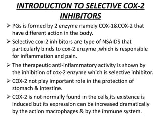 Selective cox 2 inhibitors design by siddharth | PPTX