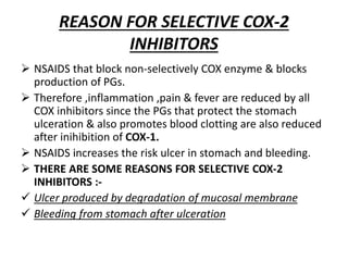 Selective cox 2 inhibitors design by siddharth | PPTX