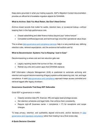 Selective Data Transition to S/4HANA: A Defensible Data Triage Plan | PDF