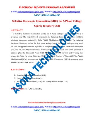 Selective harmonic elimination (she) for 3 phase voltage source inverter (vsi) (1) | PDF