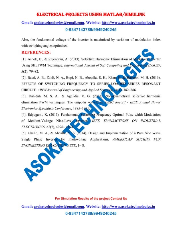 Selective Harmonics Elimination Technique in Single Phase Unipolar H-Bridge Inverter | PDF