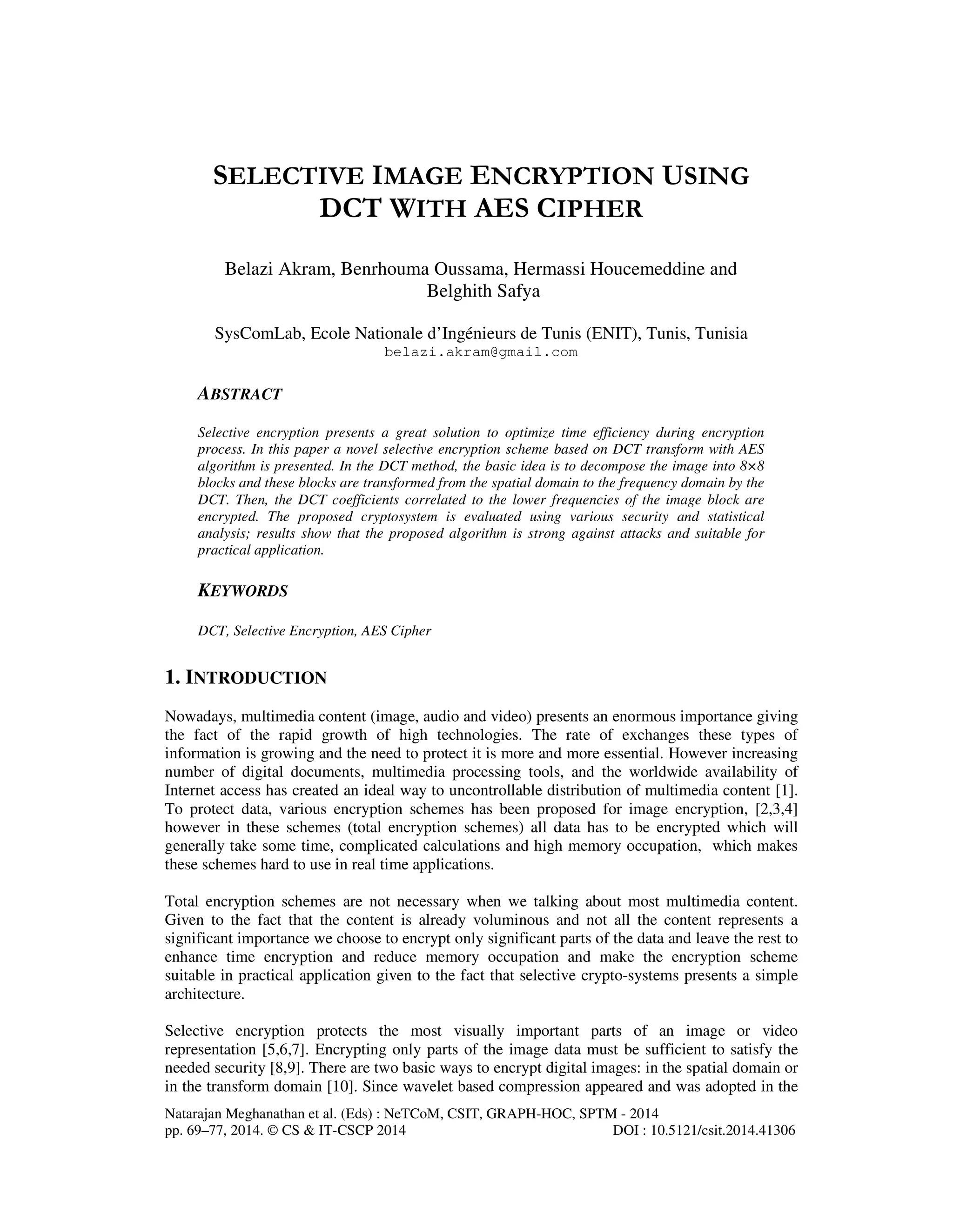 Selective image encryption using | PDF